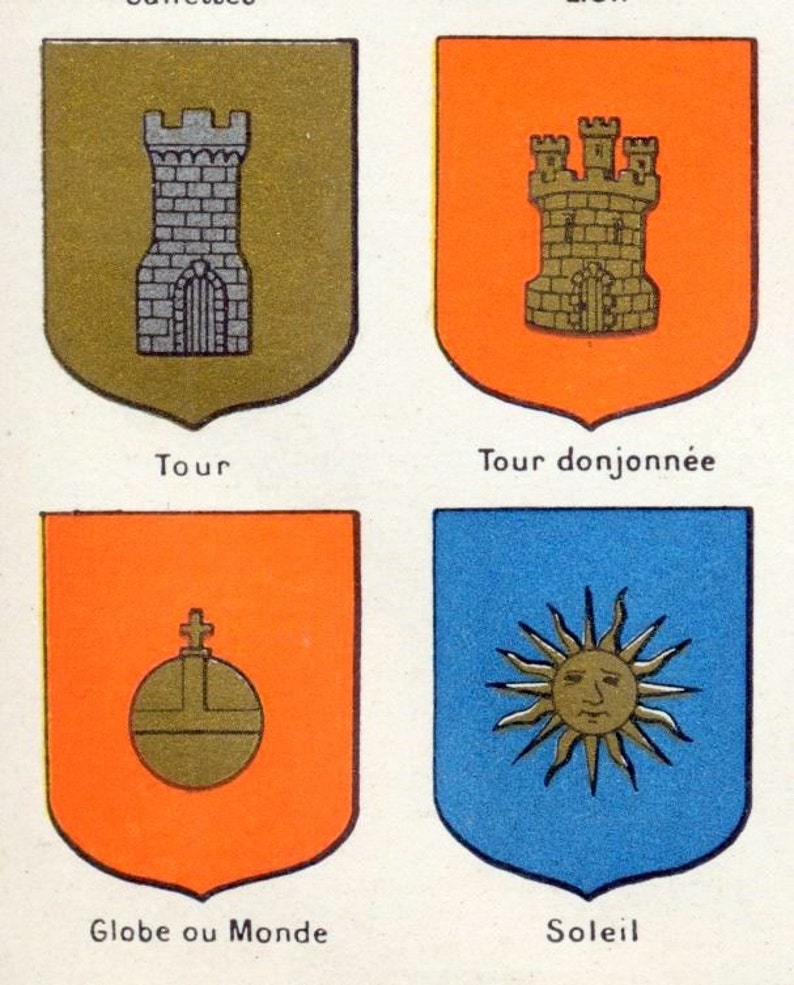 1898-1904 Antique Print of Coats of Arms and Heraldry - Nouveau ...
