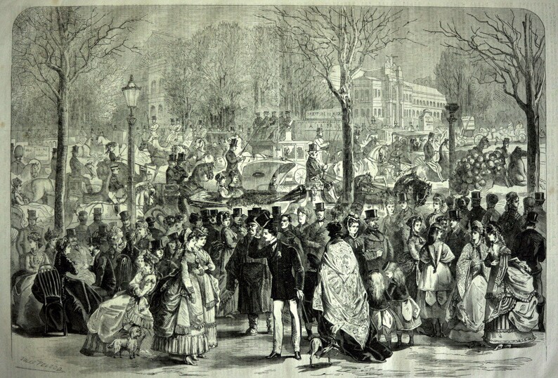 1869 Antique Steel Engraving of the Paris Easter Promenade at - Etsy