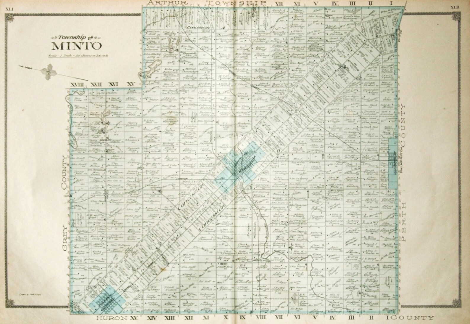 1906 Rare Large Vintage Map of Minto Township Wellington | Etsy