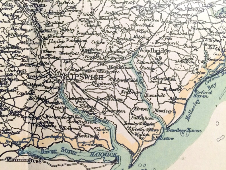 1887 Vintage Map of Suffolk the UK Antique Suffolk Map - Etsy