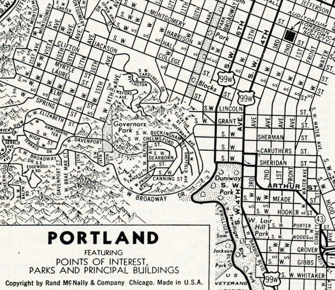 Vintage Map of Portland, Oregon - Vintage City Map - From 1940s - Etsy