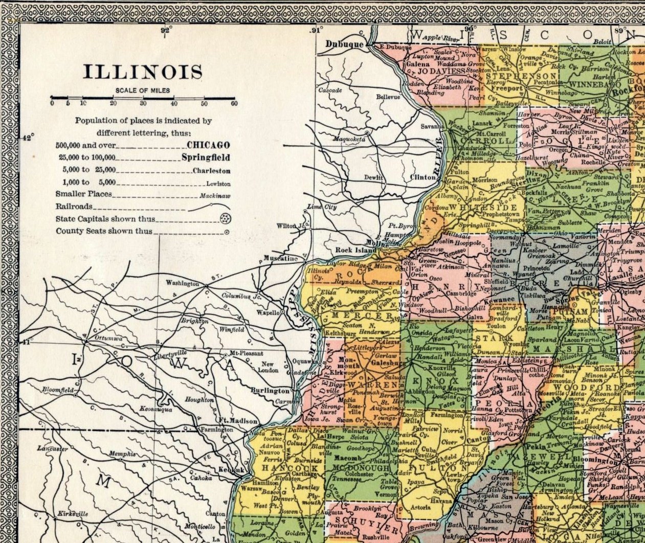 1904 Antique Map of Illinois Inset of Chicago Area Antique - Etsy