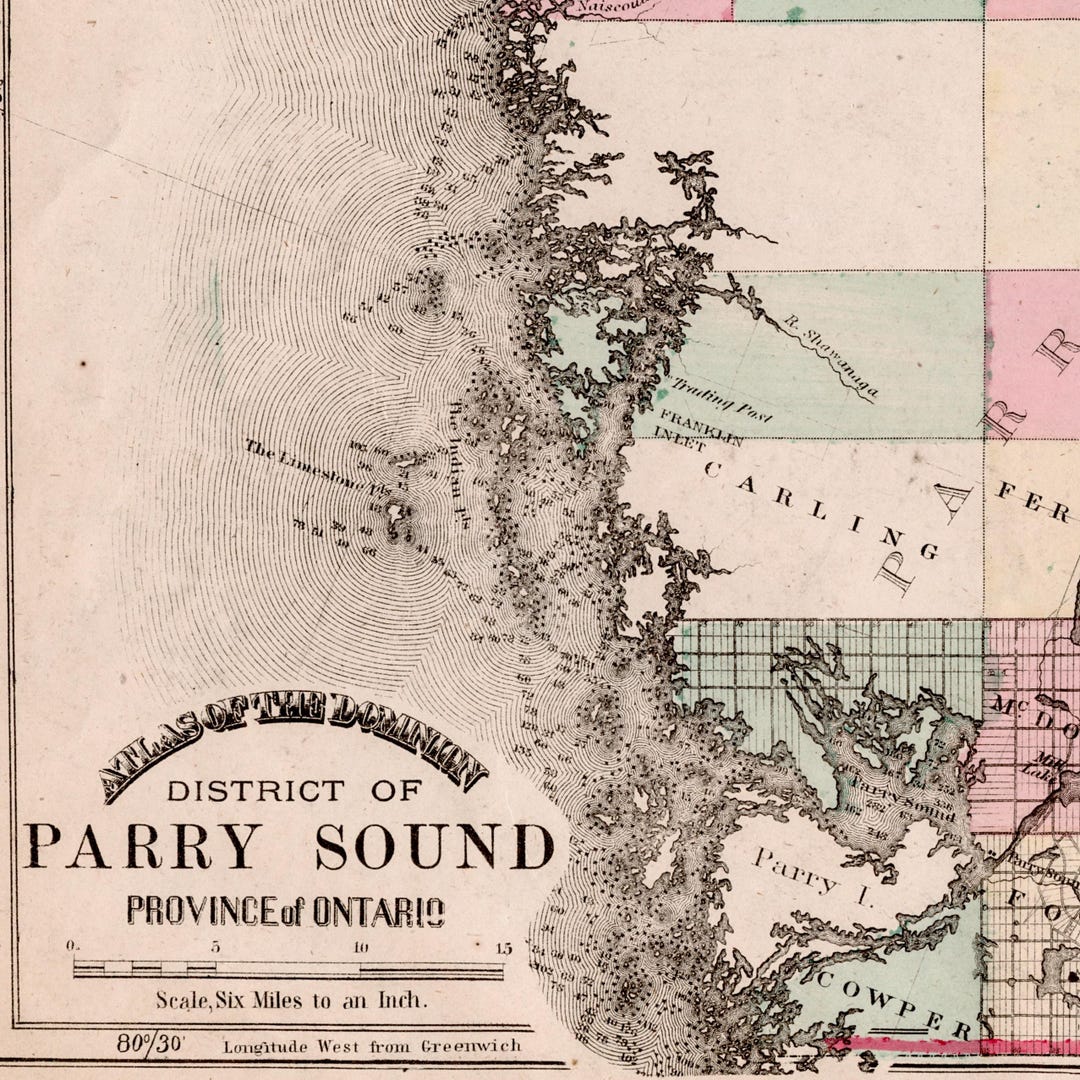 Antique Map of Parry Sound, Ontario, Canada - Published 1875 - Hand ...