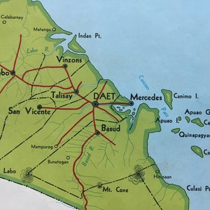 Camarines Norte, Philippines RARE Large Vintage 1959 Map Daet Jose ...