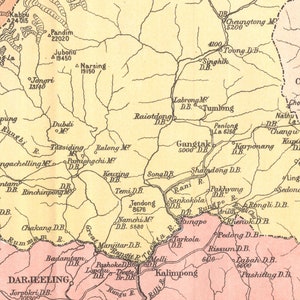 Vintage Map of Sikhim (sikkim), India - 1924 Map - Etsy