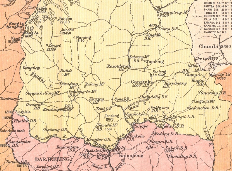 Vintage Map of Sikhim sikkim India 1924 Map - Etsy