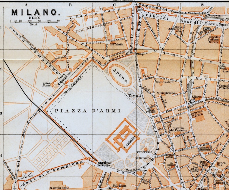 Antique Map of Milan Italy 1891 Vintage City Map | Etsy Canada