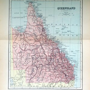 1901 Antique Map of Queensland, Australia - Etsy