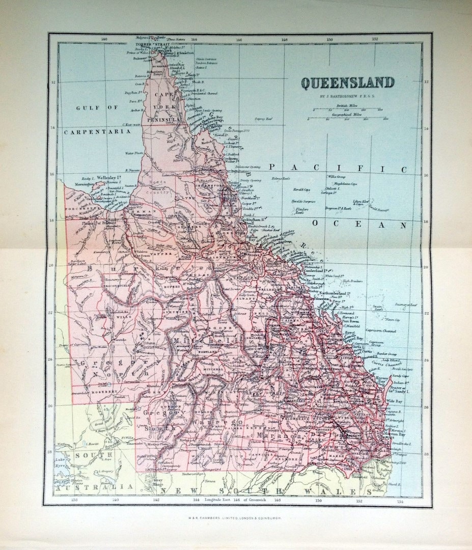 1901 Antique Map of Queensland, Australia - Etsy