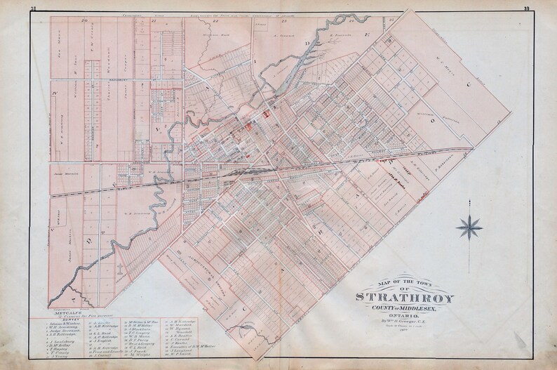 1878 Large Rare Vintage Map of Strathroy Middlesex County - Etsy Canada