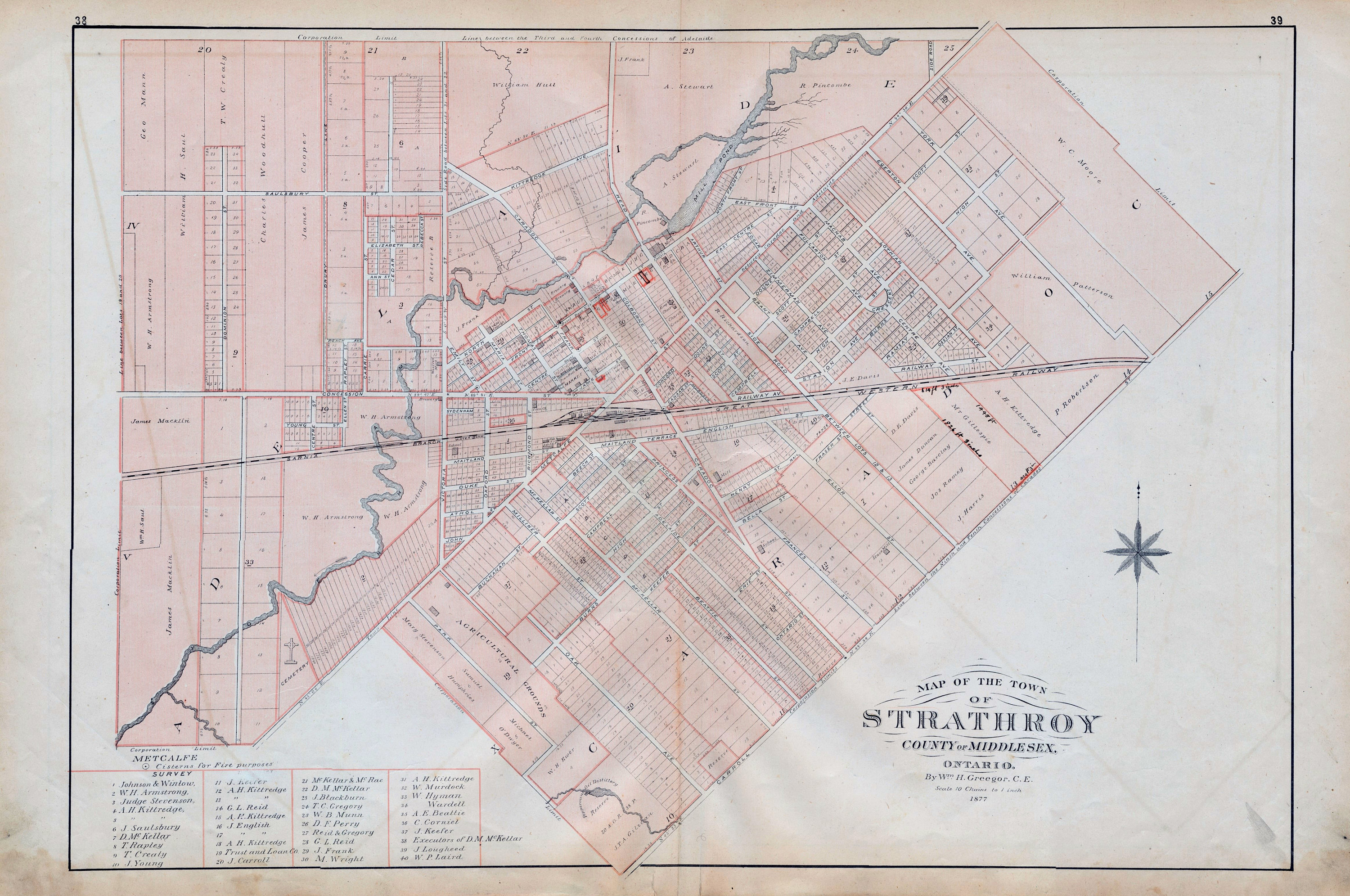 1878 Large Rare Vintage Map of Strathroy Middlesex County | Etsy