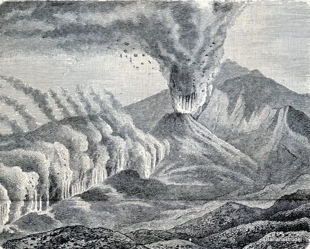 1905 Antique Engraving of Volcanoes - Etsy
