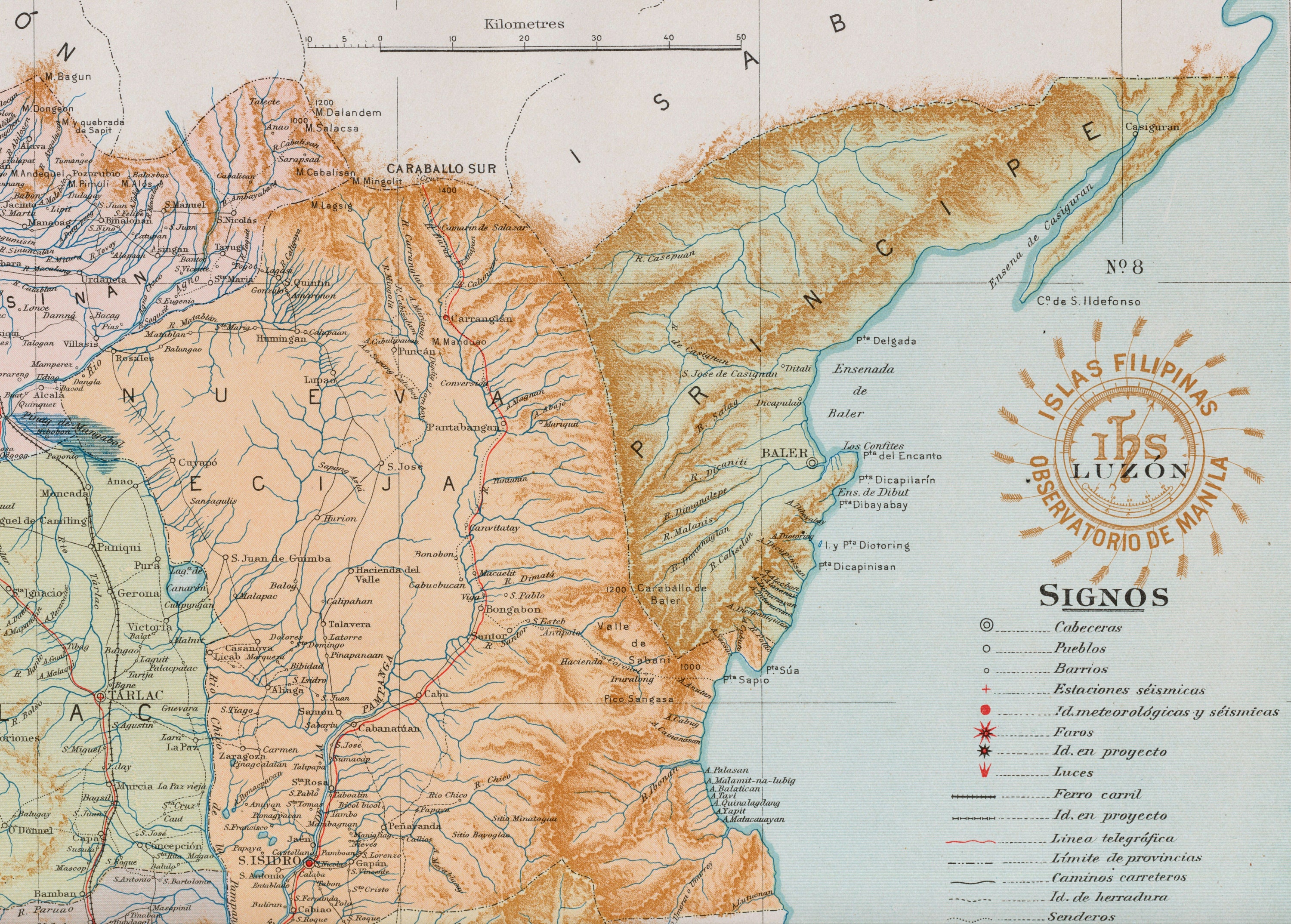 1900 Rare Antique Map of Luzon - Bulacan. Nueva Ecija, Pampanga ...