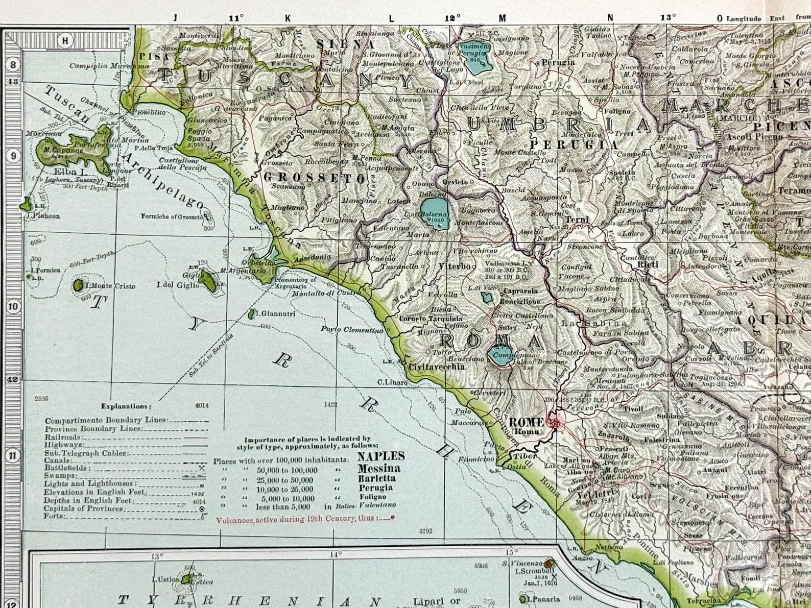 Antique Map of Central and Southern Italy - Antique Italy Map (central ...