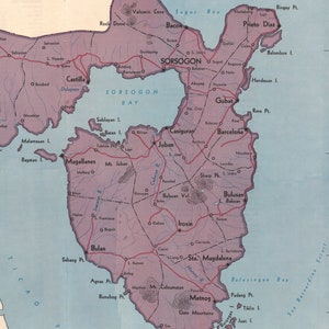 Sorsogon, Philippines - RARE Large Vintage 1959 Map - Bulusan - Matnog ...
