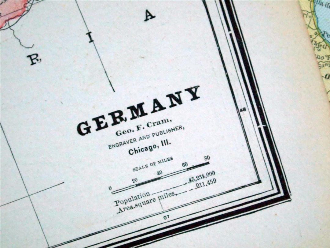 Antique Map of Germany - 1888 Germany Map - Etsy
