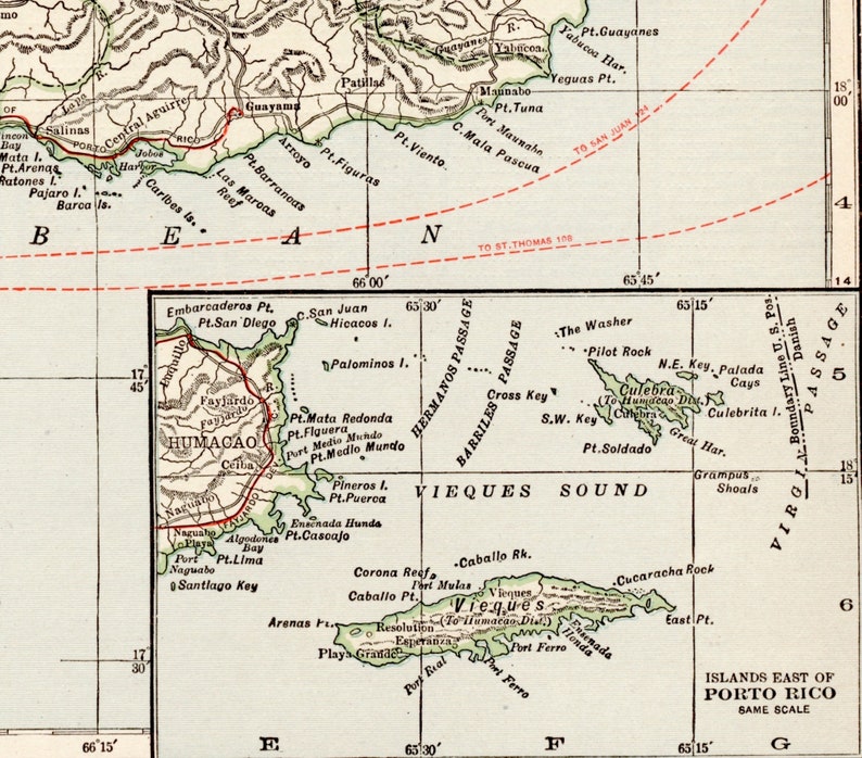 Antique Map of Porto Rico Puerto Rico Published 1919 - Etsy