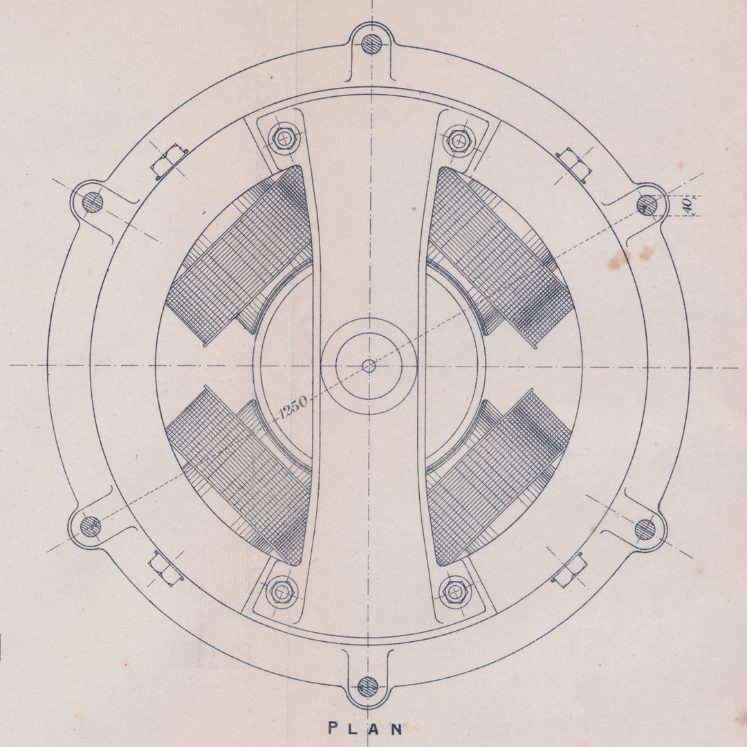 Antique Print of a Vertical Shaft Four-pole Dynamo - 1896 Engineering ...