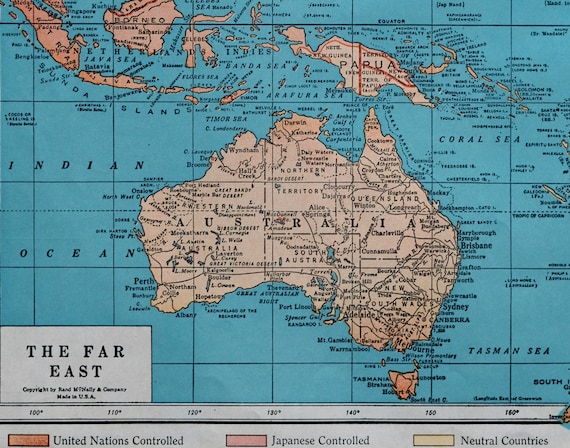 1943 Vintage Map of the Far East in World War II War in the | Etsy