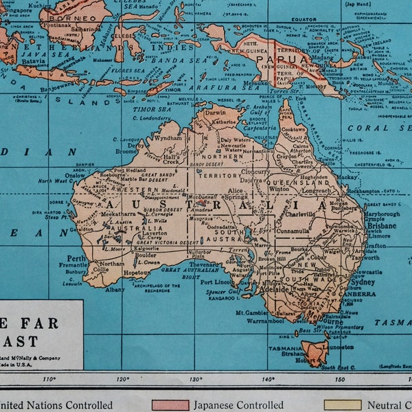 World War Ii Pacific Map - Etsy