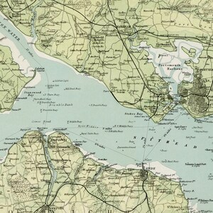 Antique Map of the Solent and Spithead, UK - Southampton - Portsmouth ...