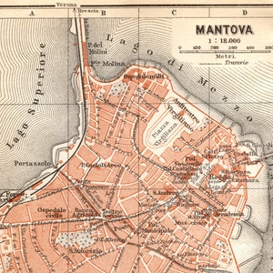 Antique Map of Mantova, Italy - 1913 City Map - Etsy