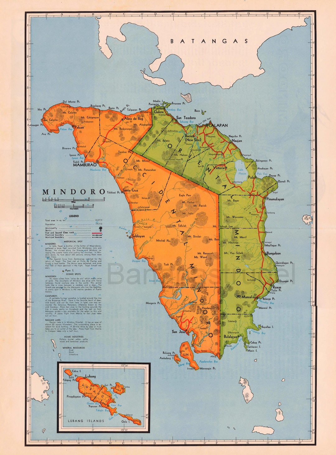 Mindoro Philippines RARE Large Vintage 1959 Map Puerto - Etsy Hong Kong