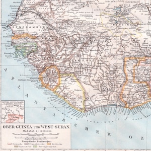 Antique Map of Upper Guinea and West Sudan - 1899 Africa Map - Etsy