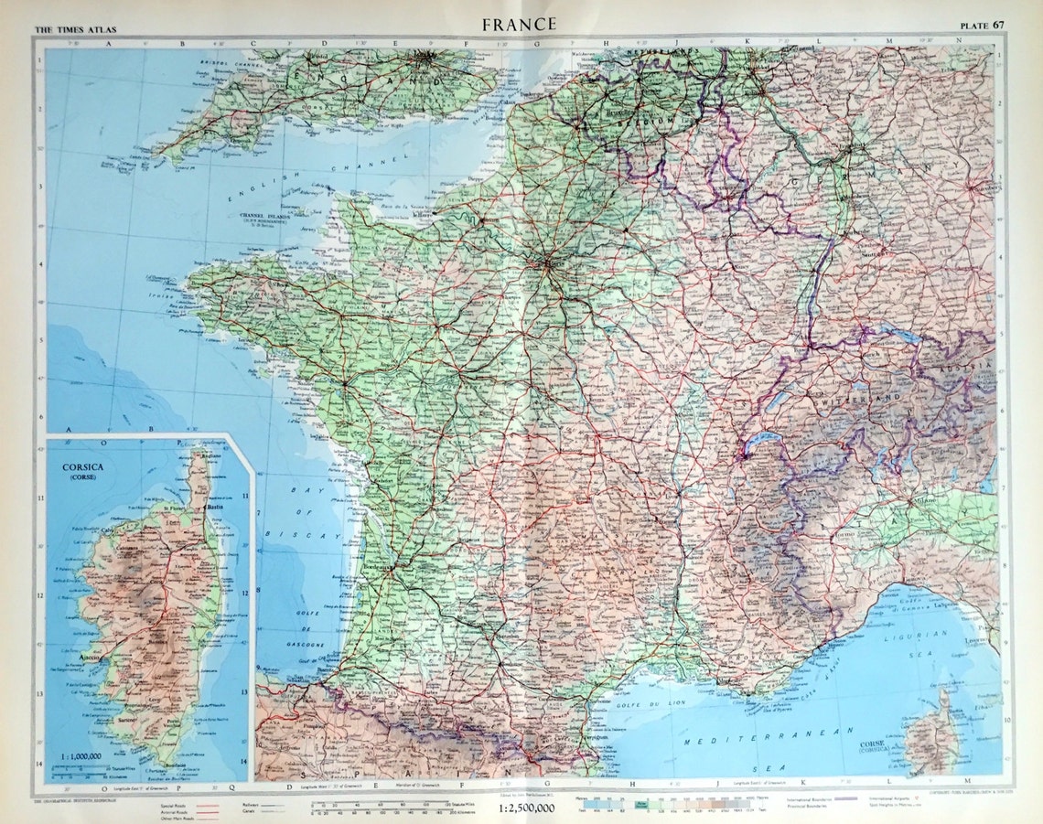 1958 Vintage Map of France Large Map of France - Etsy