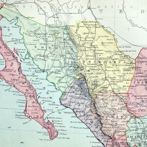 Antique Map of Mexico - 1884 Vintage Mexico Map - Etsy