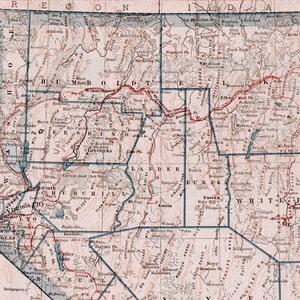 Antique Map of Nevada - Published 1921 - Etsy
