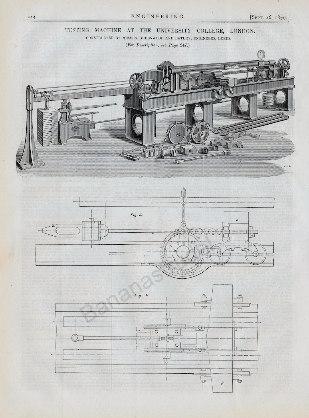 1879 Antique Engineering Drawing - Testing Machine at the University of ...