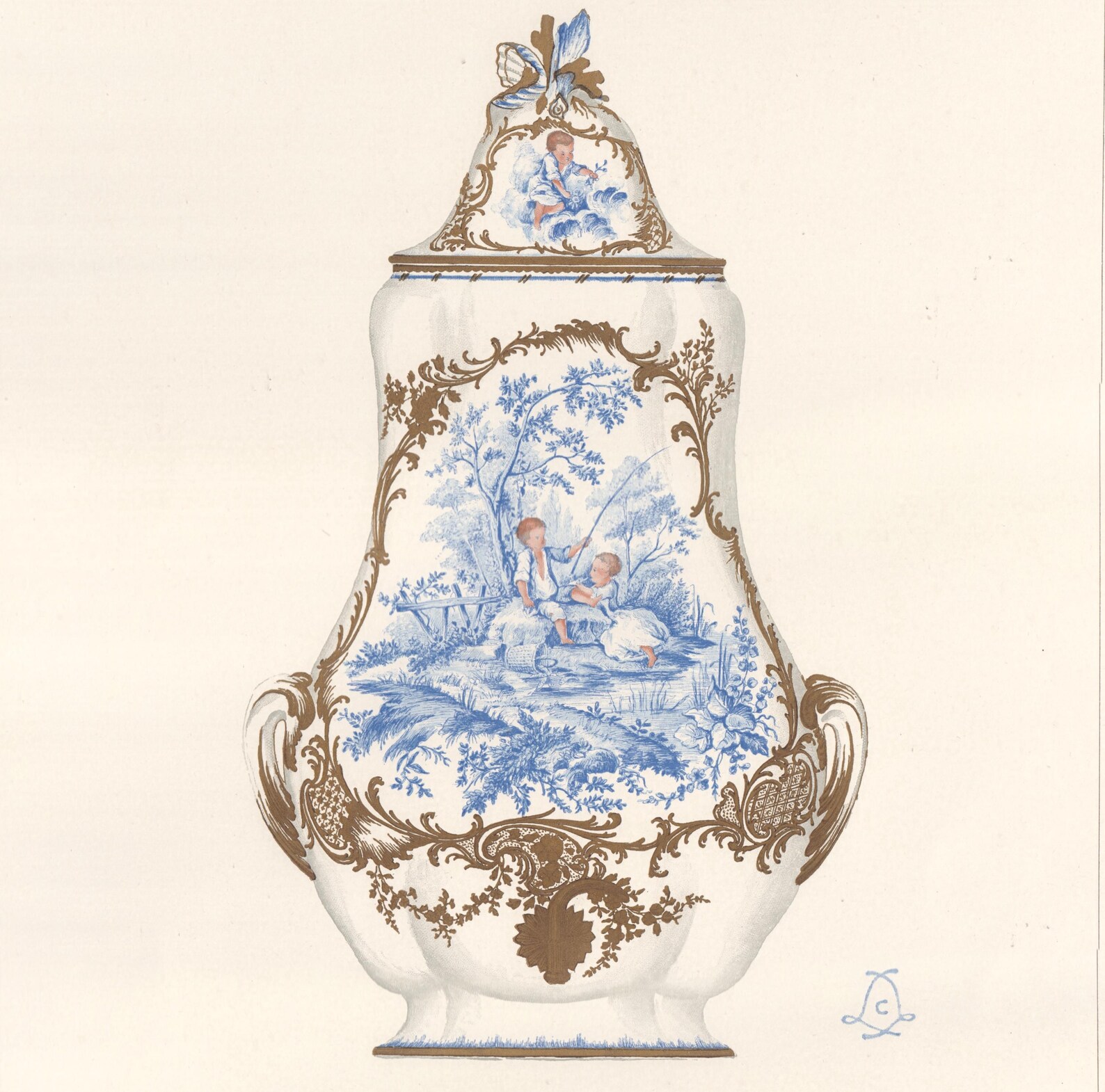 Sevres Porcelain - 1892 Rare Large Antique Print of the Soft Porcelain ...