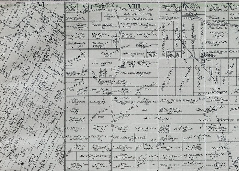 1906 Rare Large Antique Map of Puslinch Township, Wellington County ...