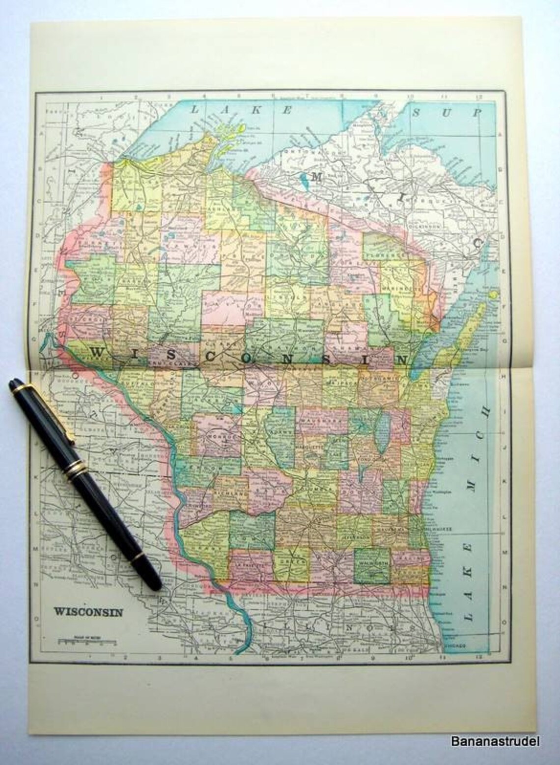 1901 Antique Map of Wisconsin Antique Wisconsin Map - Etsy