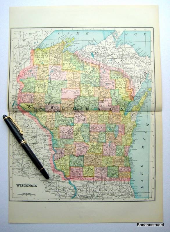 1901 Antique Map of Wisconsin Antique Wisconsin Map - Etsy