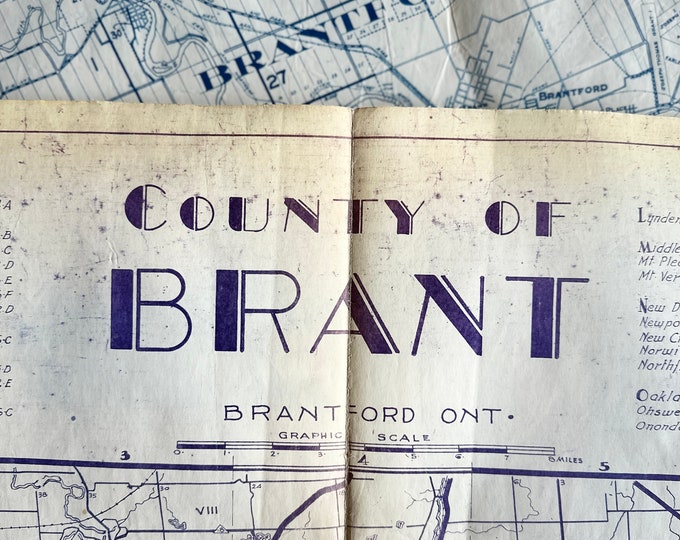 Rare 1950s Vintage Blueprint Map of Brant, Ontario - Brantford ...