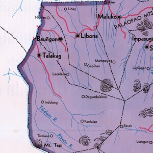 Bukidnon, Philippines - RARE Large Vintage 1959 Map - Malaybalay ...
