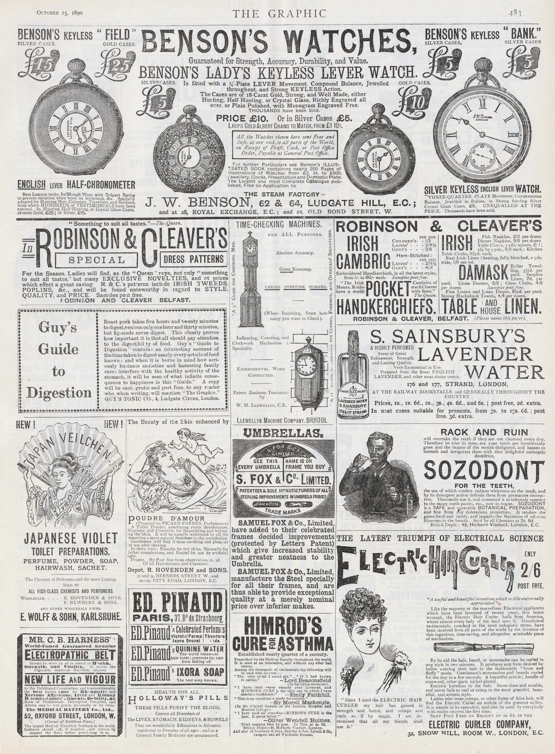 Page of Victorian Advertisements - Back-to-back Ad Pages From 1890 ...