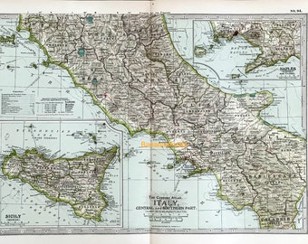 Antique Map of Central and Southern Italy - Antique Italy Map (central ...