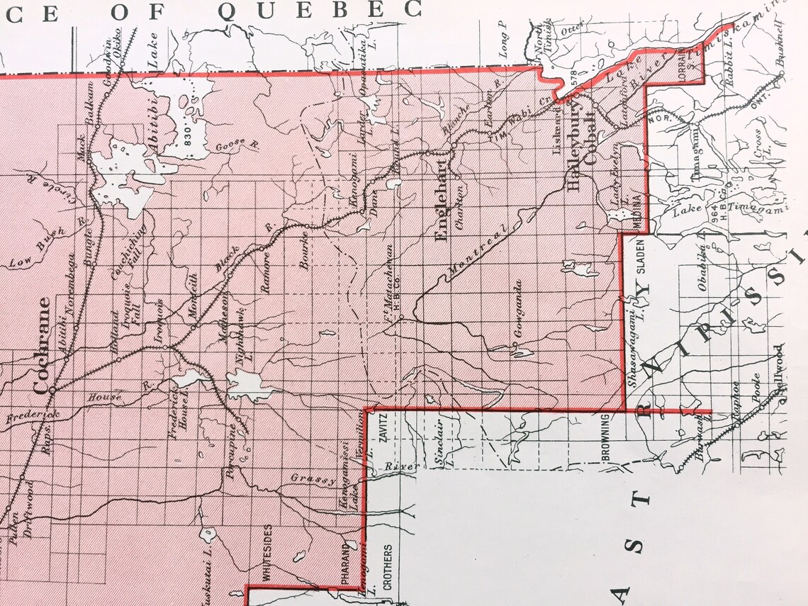1915 Antique Map of Timiskaming Ontario Vintage Electoral - Etsy