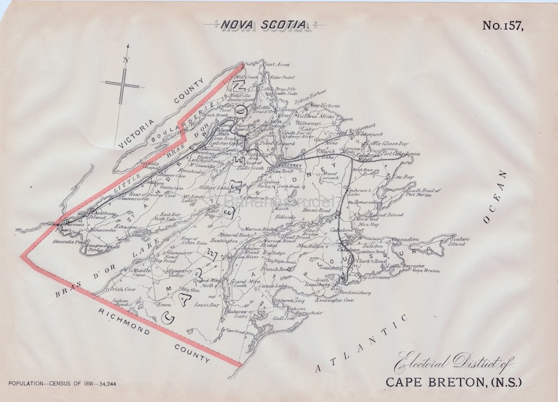 Antique Map of Cape Breton Nova Scotia 1895 Electoral Map - Etsy
