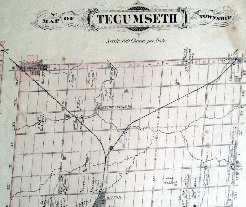 1881 Rare Large Antique Map of Essa and Tecumseth Townships - Etsy