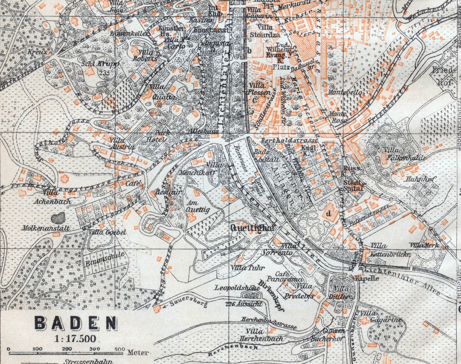 1909 Antique City Map of Baden Germany - Etsy