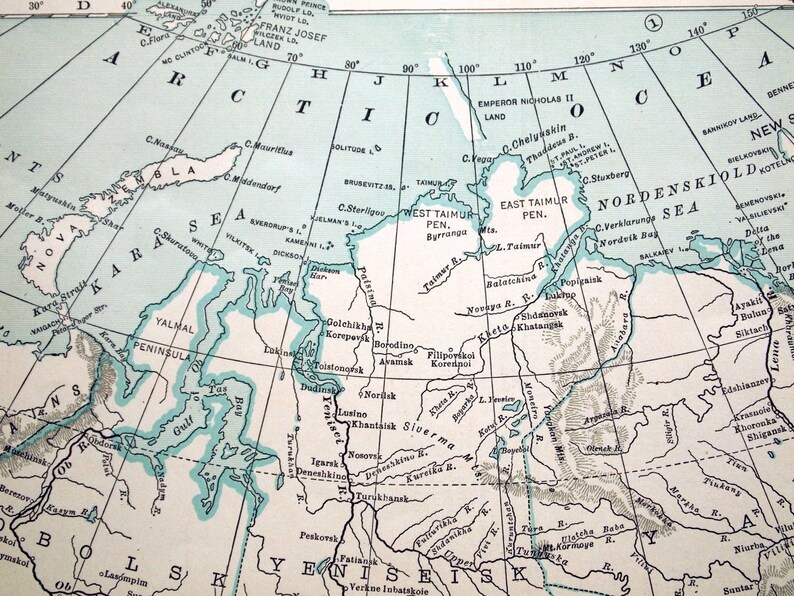 1919 Antique Map of Northern Asia Showing Siberia Mongolia - Etsy