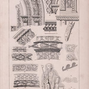 Anglo-saxon Church Architecture - Antique Print From 1843 - Malmsbury ...