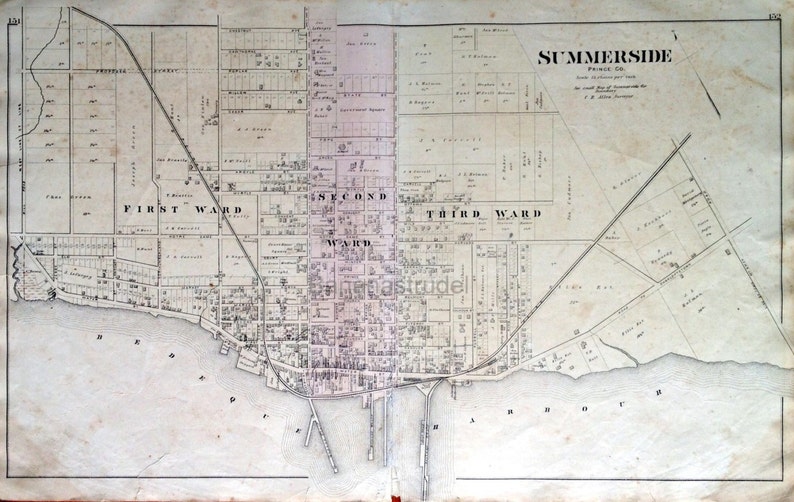 1880 Large Rare Vintage Map of Summerside PEI Vintage City | Etsy