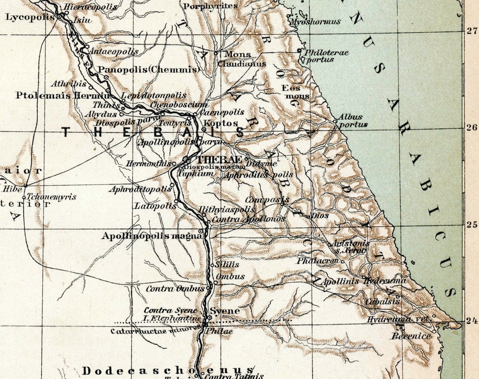 Antique Map of Ancient Egypt and Thebes - Back-to-back Map - 1894 ...
