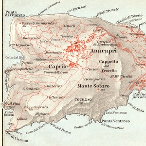 Antique Map of Capri, Italy - Published 1883 - Etsy