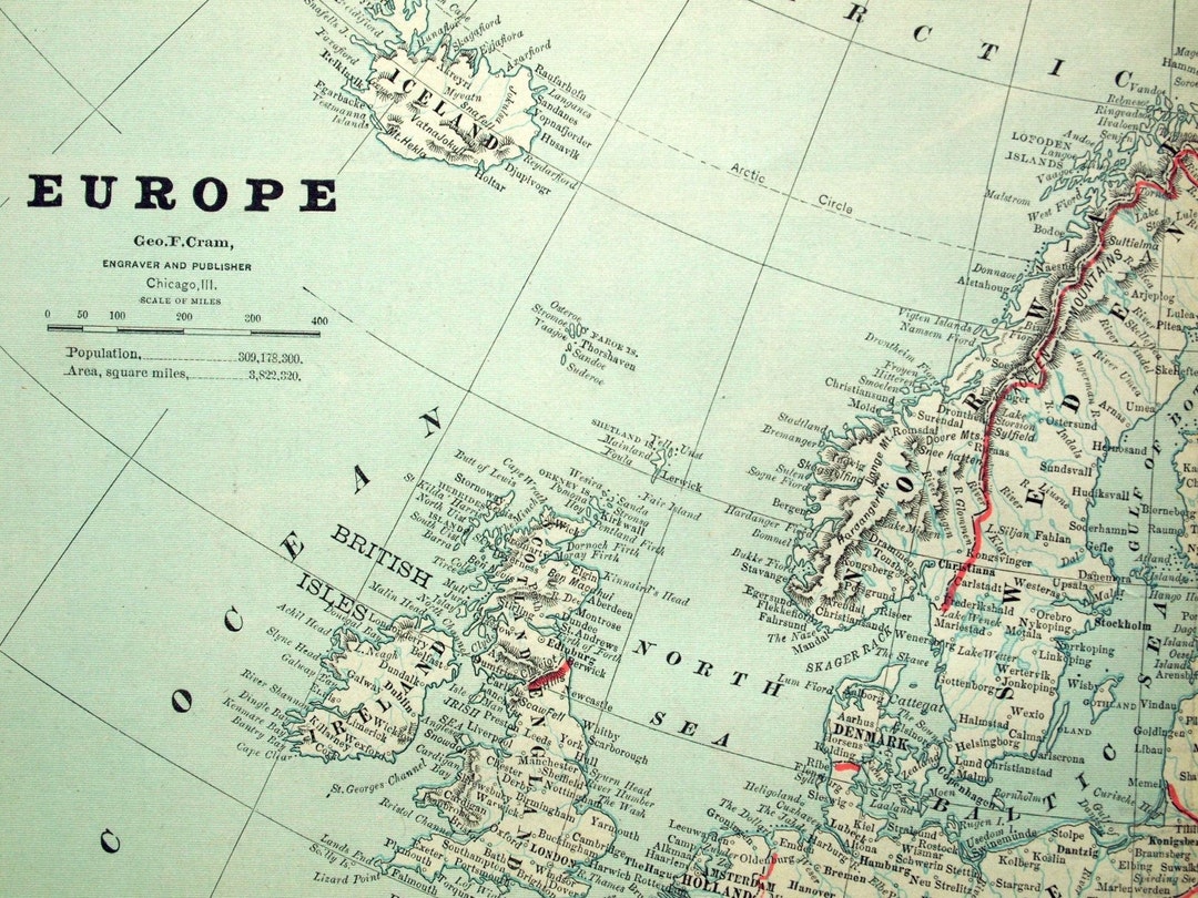 1883 Antique Map of Europe - Antique Europe Map - Europe Antique Map ...